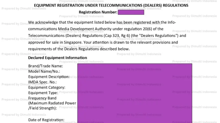Singapore IMDA Certification for Wireless (Type Approval)